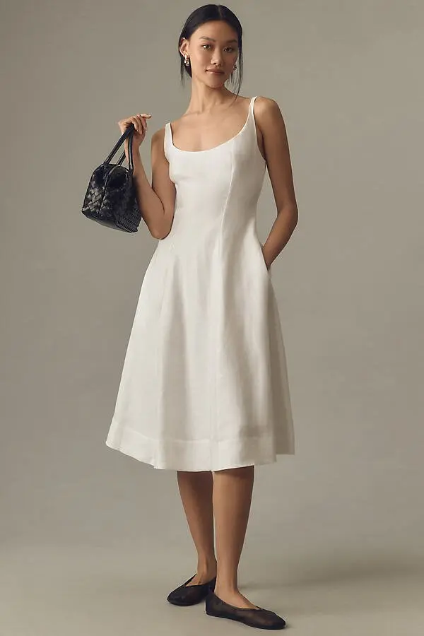 REFORMATION Magnolia Linen Midi Dress