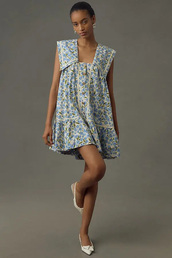 maeve collared poplin swing mini dress Maeve Collared Poplin Swing Mini Dress