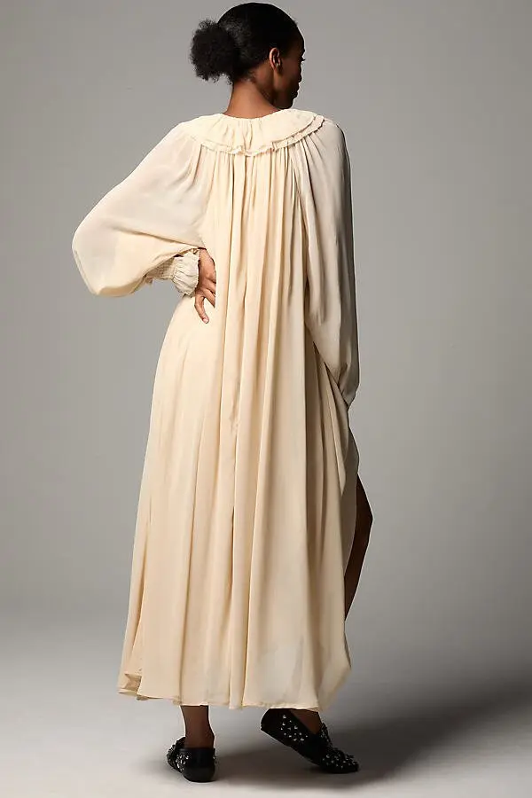 anthropologie beige dress By Anthropologie Linen Sweetheart Slim Midi Dress