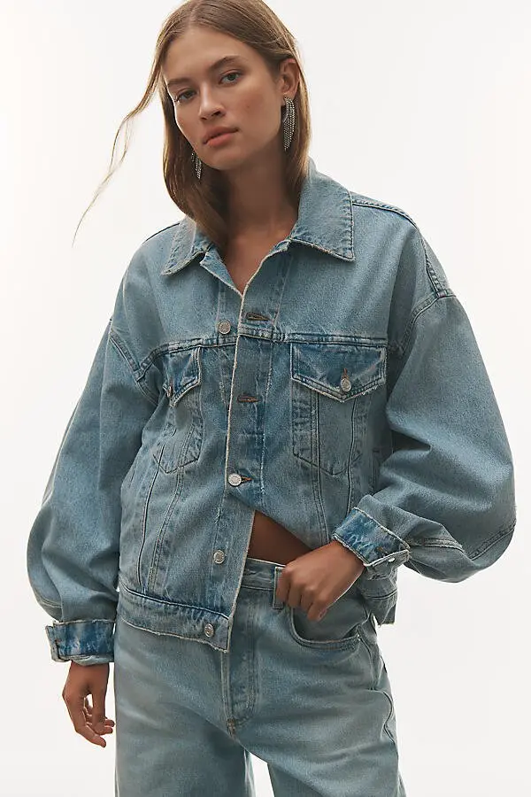 Agolde Dalton Balloon Denim Jacket - Blue | Editorialist