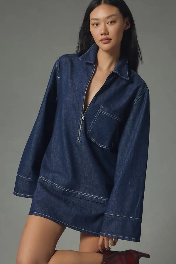 Pilcro Denim Mini Shift Dress - Blue | Editorialist