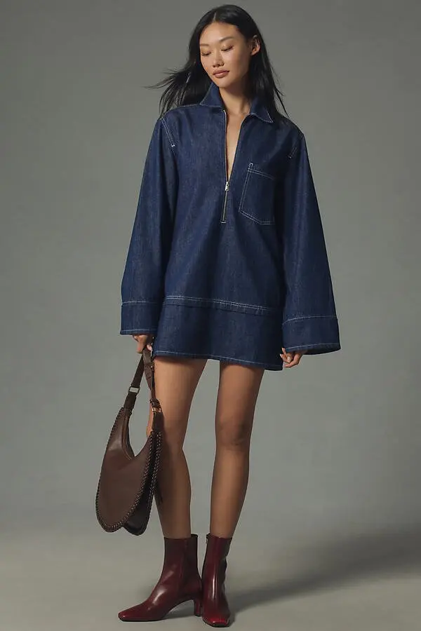 Pilcro Denim Mini Shift Dress - Blue | Editorialist