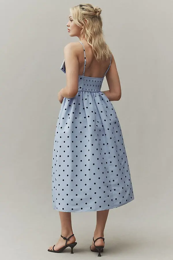 sachin & babi sloane asymmetrical bow taffeta a-line midi dress - Blue Ivory/Cream Kylie Jenner Shares Sultry Rush Service:No Rush