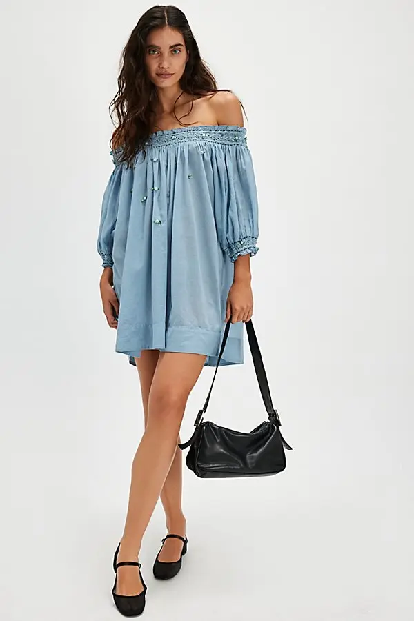 sachin and babi light blue dress Three Floor Short & Sweet Off Shoulder Mini Dress in Coral Pink – Order Of  Style main image 0