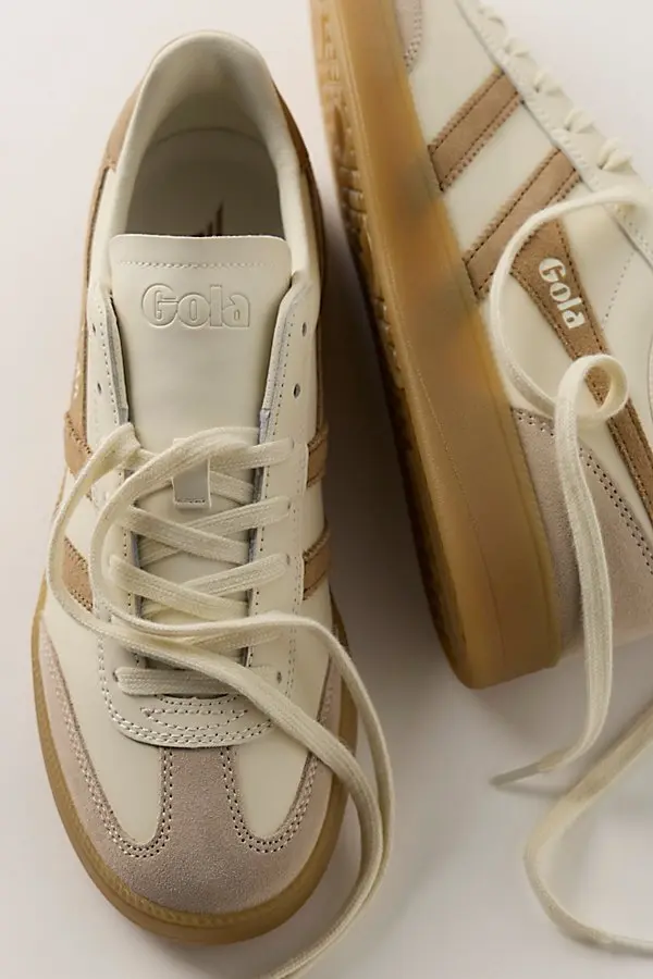 Gola Viper Leather Sneakers - Off White/bone/light Caramel