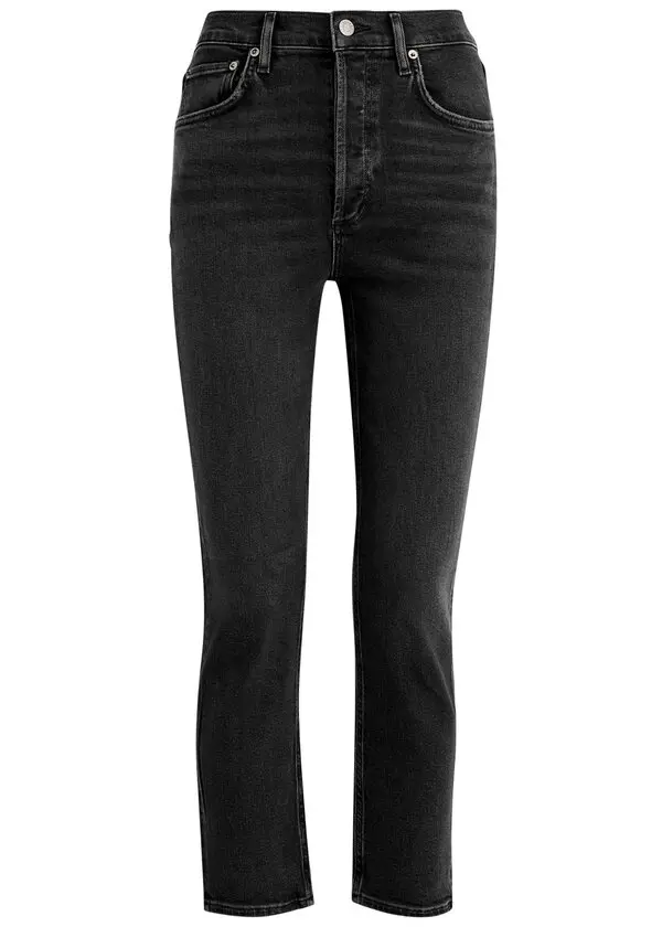 AGOLDE Riley Cropped Slim-leg Jeans - Black