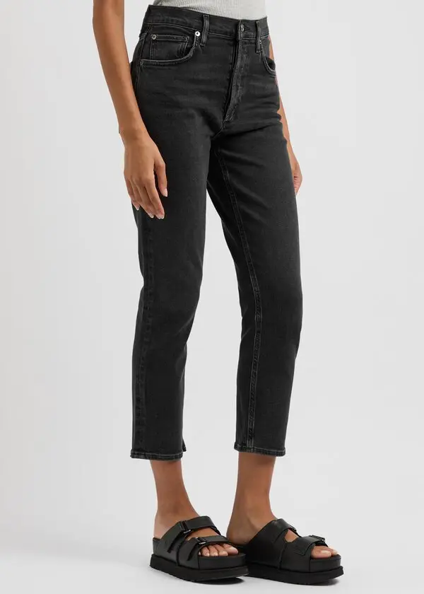 AGOLDE Riley Cropped Slim-leg Jeans - Black