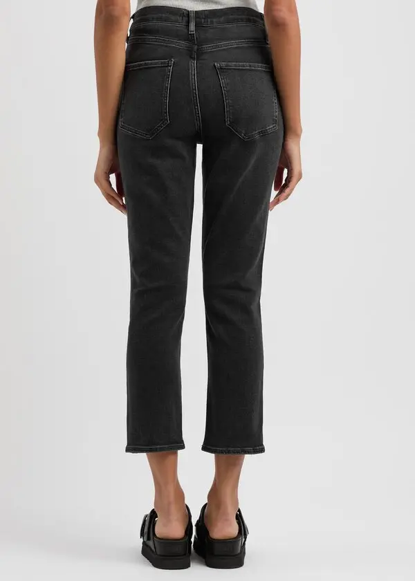 AGOLDE Riley Cropped Slim-leg Jeans - Black