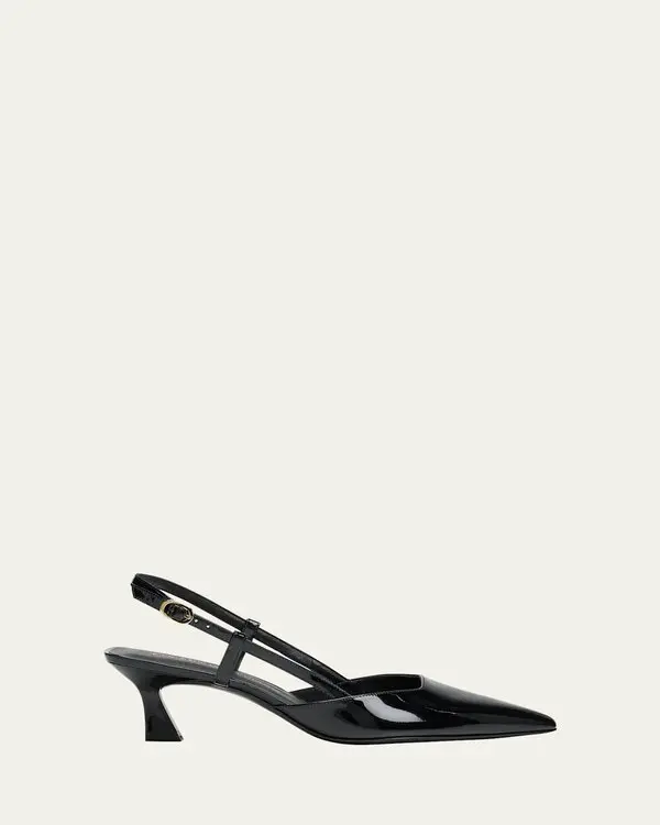 STUART WEITZMAN Vinnie Patent Kitten Slingback Pumps - Black