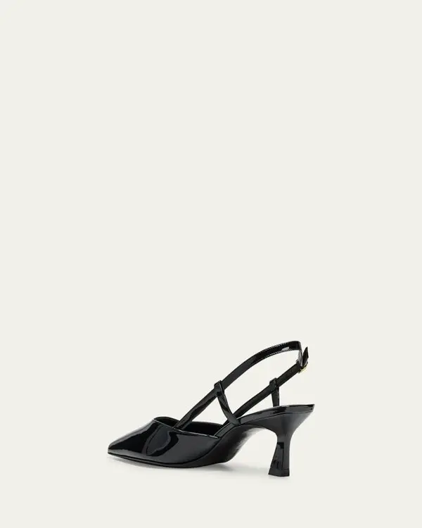 STUART WEITZMAN Vinnie Patent Kitten Slingback Pumps - Black