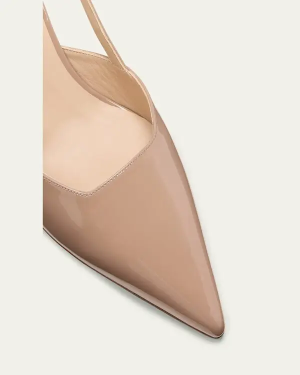 STUART WEITZMAN Vinnie Patent Kitten Slingback Pumps - Black