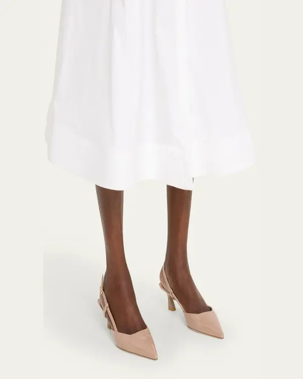 STUART WEITZMAN Vinnie Patent Kitten Slingback Pumps - Black