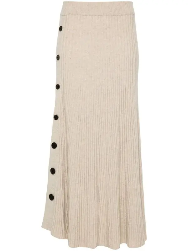 Eric Bompard Ribbed Maxi Skirt - Neutrals