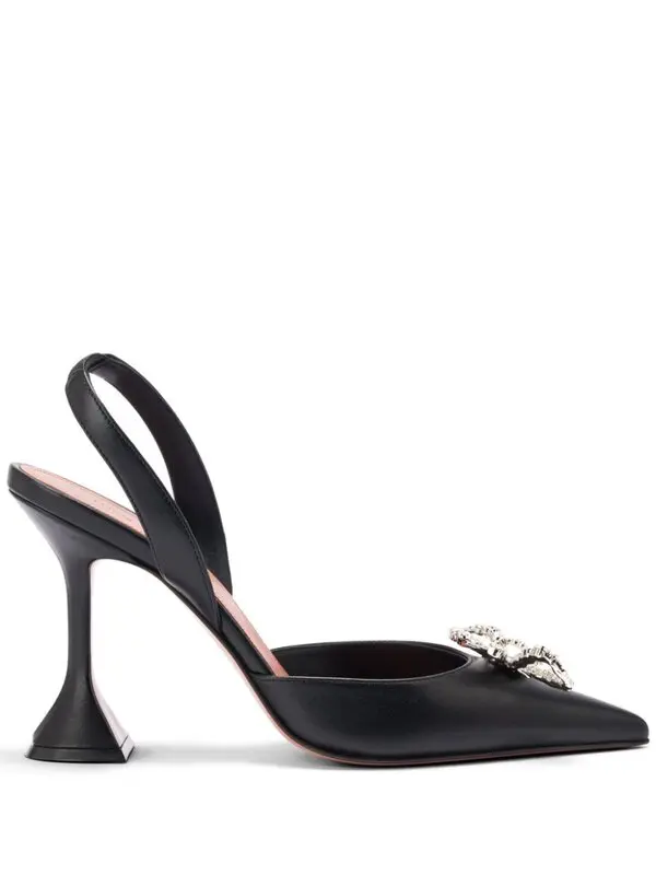 Amina Muaddi 95mm Rosie Sling Pumps - Black