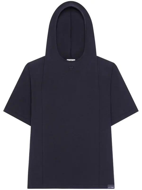 COURREGES Hooded T-shirt - Black