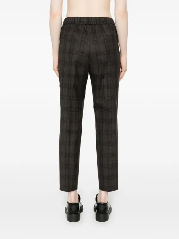 Peserico Wool Check Trousers - Brown