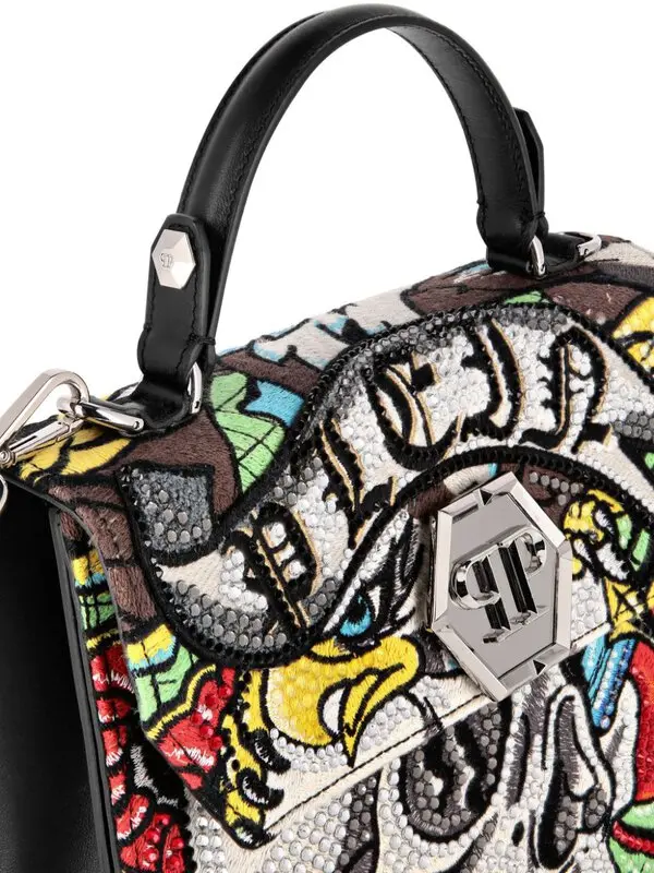 Philipp Plein Skull Graphic Embellished Tote Bag - Red