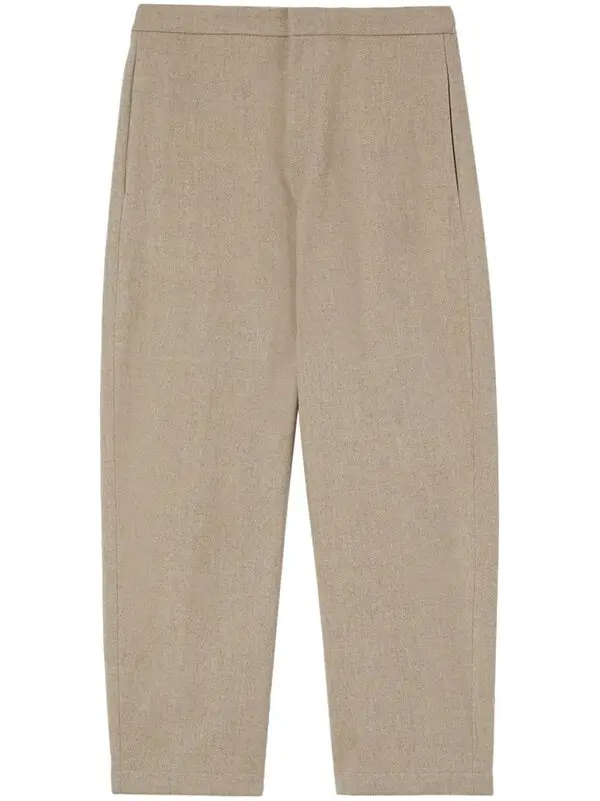 JIL SANDER Logo-patch Wool Tapered Trousers - Neutrals