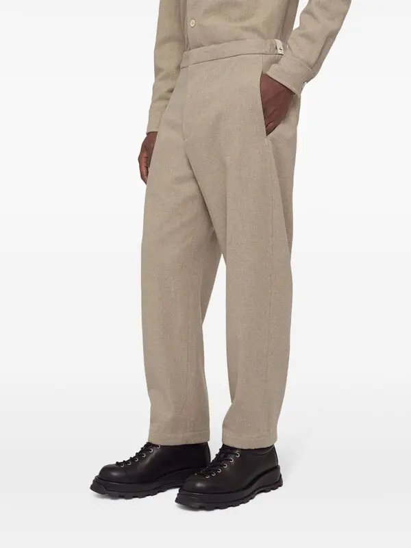 JIL SANDER Logo-patch Wool Tapered Trousers - Neutrals