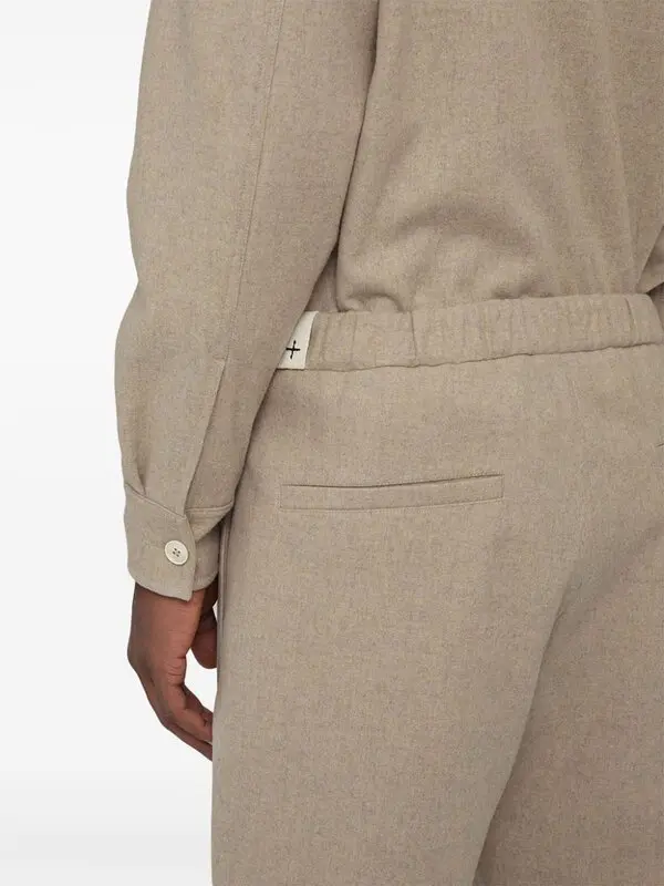 JIL SANDER Logo-patch Wool Tapered Trousers - Neutrals