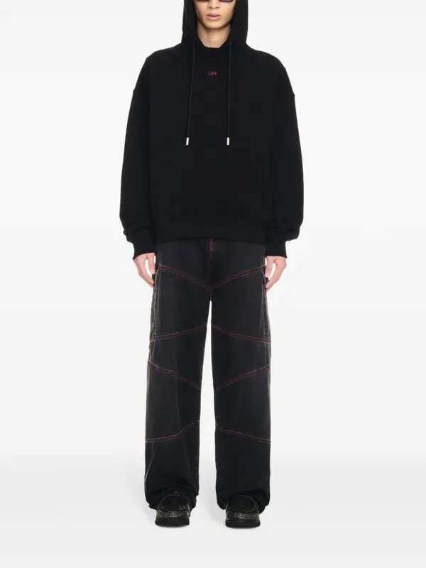 Off-White Logo Print Cotton Jersey Hoodie