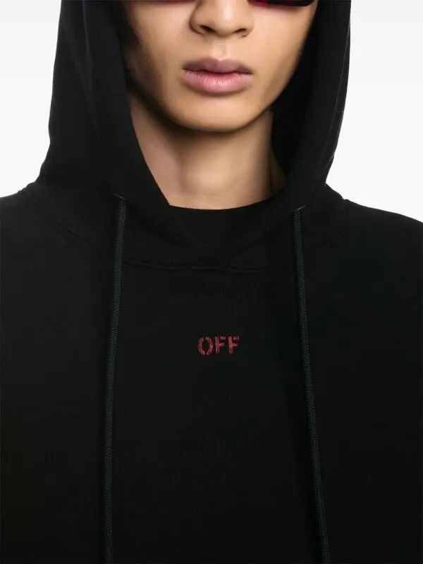 Off-White Logo Print Cotton Jersey Hoodie