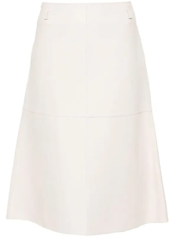 TOTEME Leather Midi Skirt - White