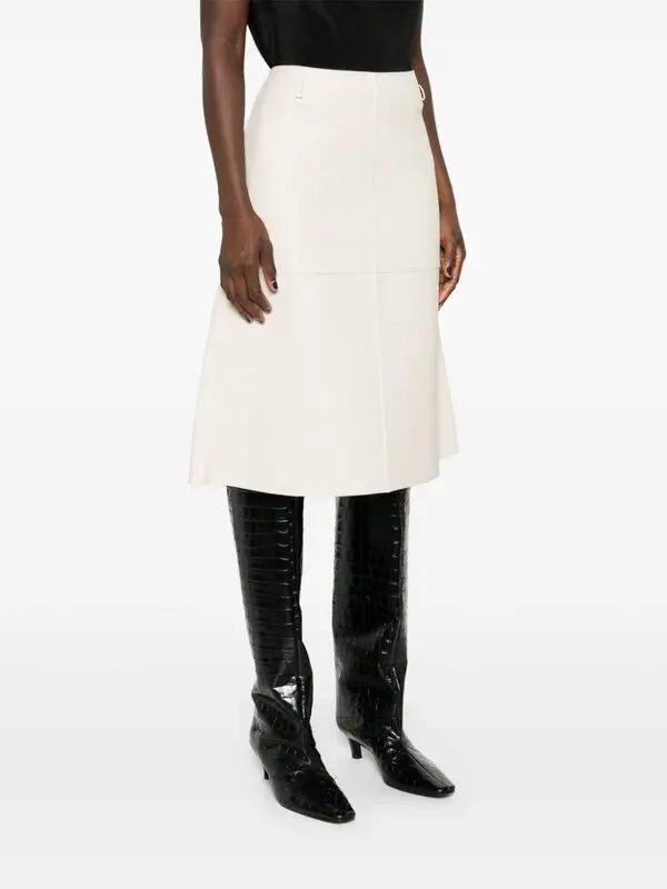 TOTEME Leather Midi Skirt - White