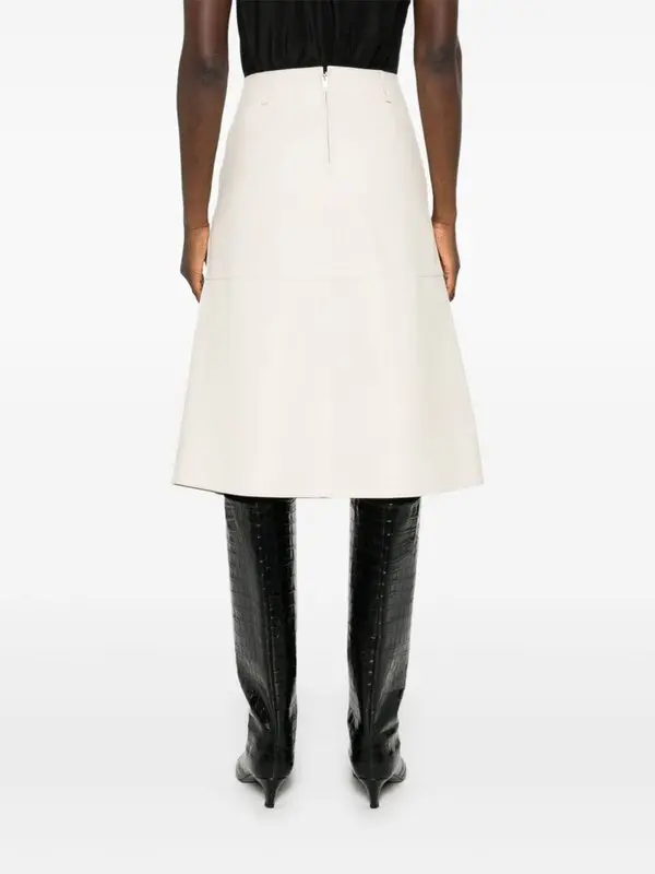 TOTEME Leather Midi Skirt - White
