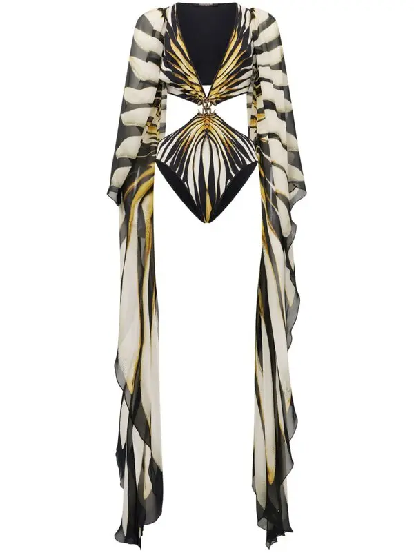 Roberto Cavalli Graphic Print One-piece Swimsuit - Gold