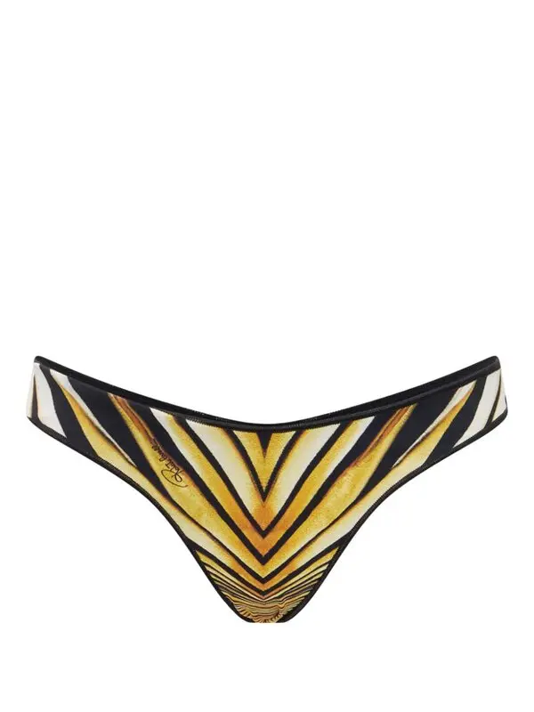 Roberto Cavalli Graphic Print Bikini Bottom - Gold