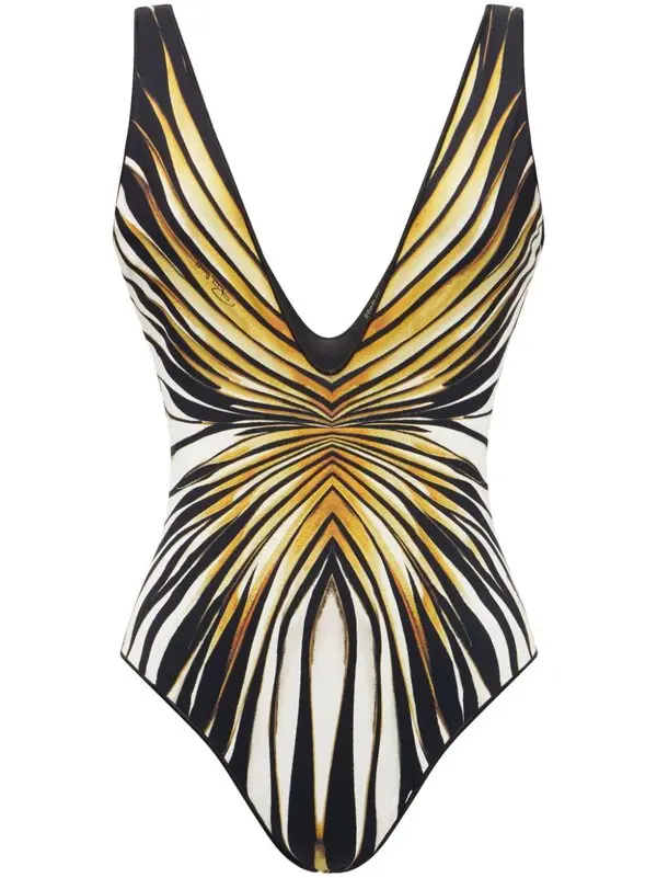 Roberto Cavalli Graphic Print One-piece Swimsuit - Gold