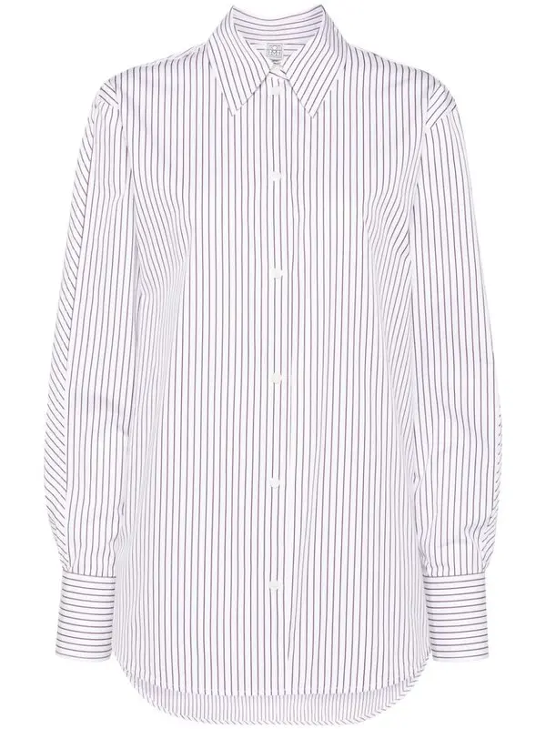 TOTEME Wide-sleeve Striped Poplin Shirt