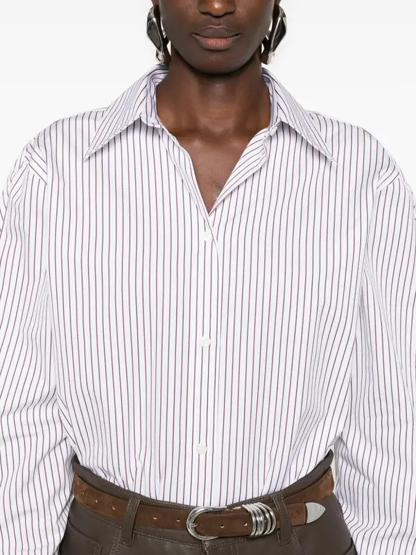 TOTEME Wide-sleeve Striped Poplin Shirt