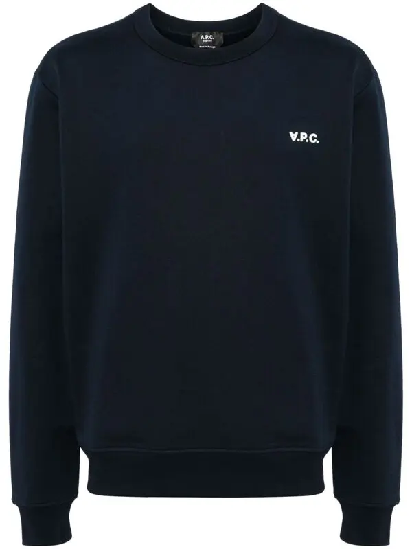 A.p.c. Flocked-logo Sweatshirt - Blue