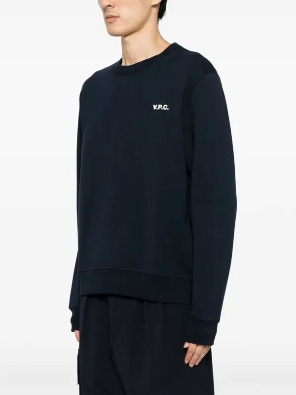 A.p.c. Flocked-logo Sweatshirt - Blue