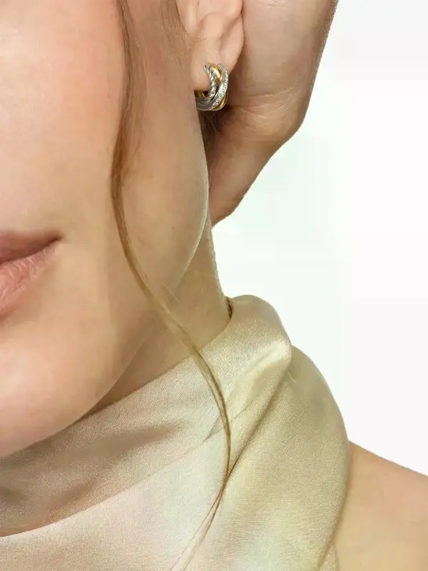 David Yurman 18kt Yellow Gold And Sterling Diamond Hoop Earrings