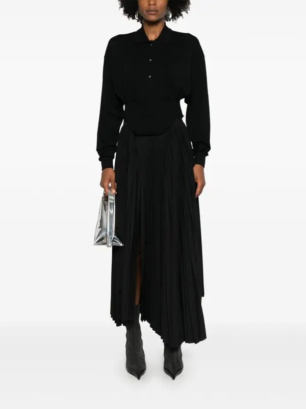MUGLER Corseted Polo Shirt - Black