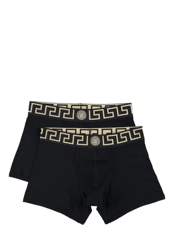 Versace Greca Border Long Boxers - Black