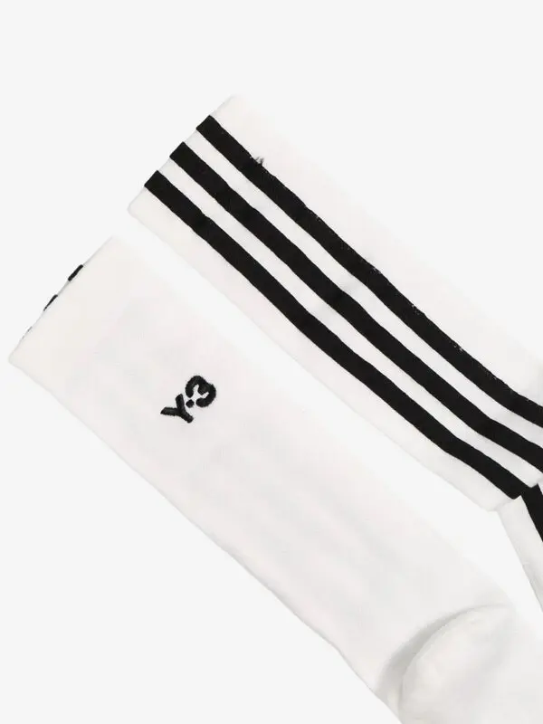 Y3 3-stripe Logo Socks - White