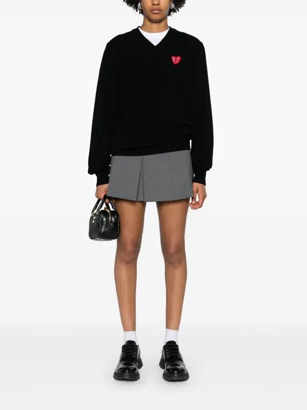 Play Comme Des Garcon Heart-patch Wool Jumper - Black