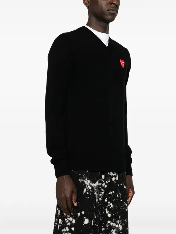 Play Comme Des Garcon Heart-patch Wool Jumper - Black