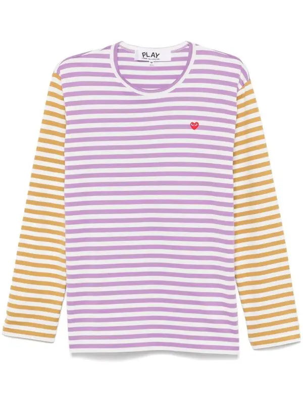 Play Comme Des Garcon Striped Long-sleeve T-shirt - Purple