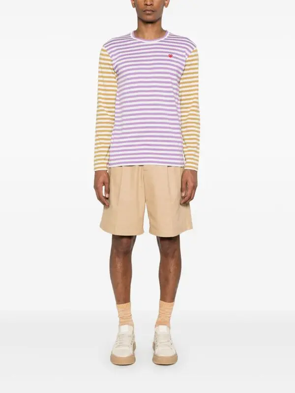 Play Comme Des Garcon Striped Long-sleeve T-shirt - Purple