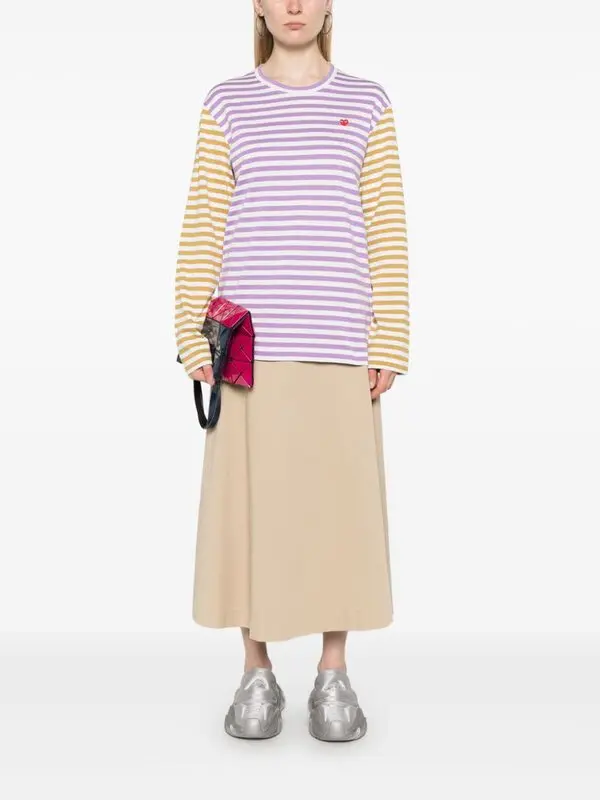 Play Comme Des Garcon Striped Long-sleeve T-shirt - Purple