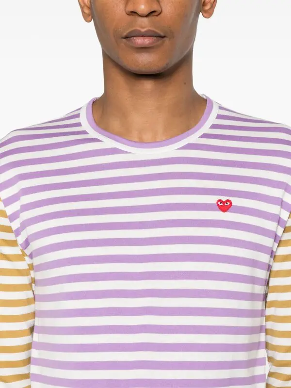 Play Comme Des Garcon Striped Long-sleeve T-shirt - Purple