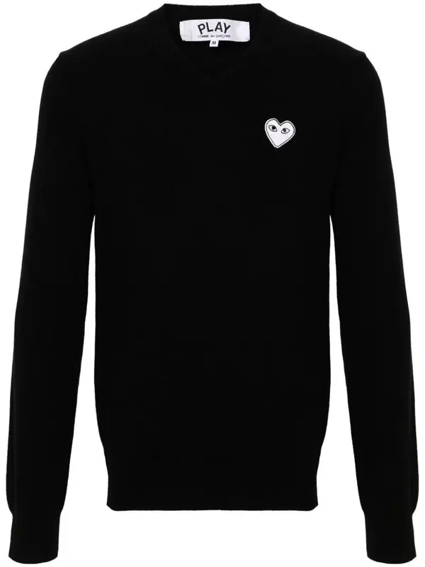 Play Comme Des Garcon Heart-patch Wool Jumper - Black