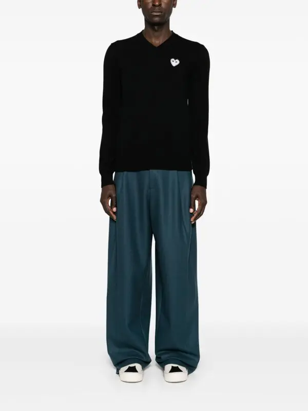Play Comme Des Garcon Heart-patch Wool Jumper - Black