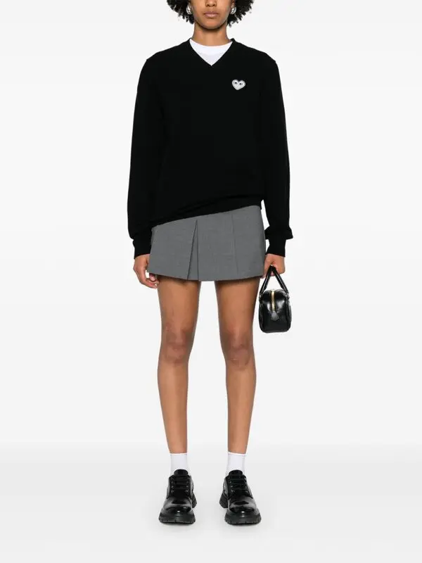 Play Comme Des Garcon Heart-patch Wool Jumper - Black
