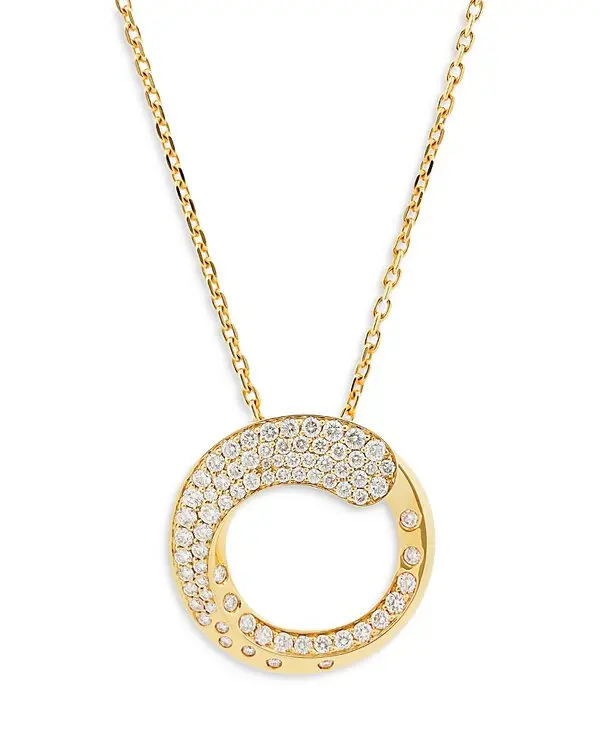 CRIVELLI 18k Yellow Diamond Pave Circle Pendant Necklace - Gold